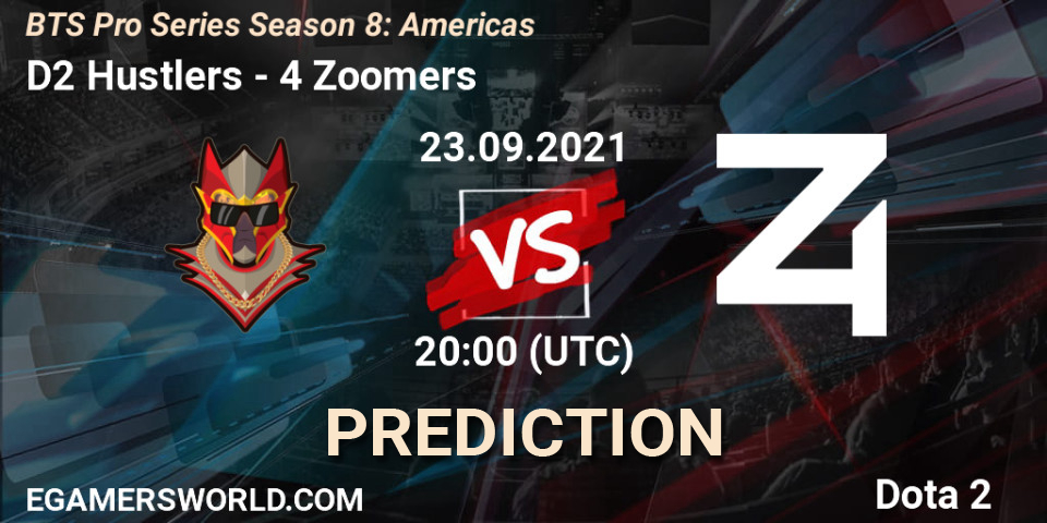 D2 Hustlers contre 4 Zoomers: prédiction de match. 23.09.21. Dota 2, BTS Pro Series Season 8 ...