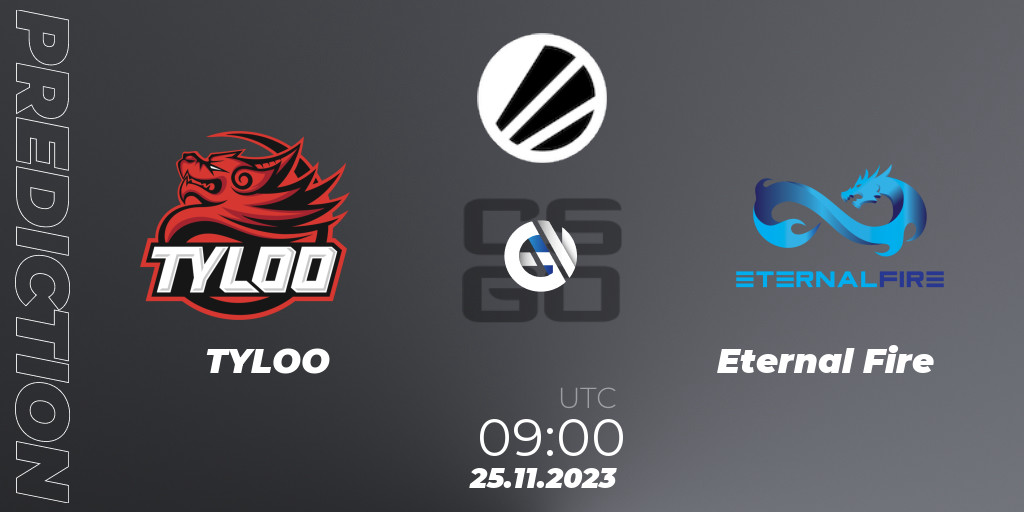 TYLOO contre Eternal Fire: prédiction de match. 25.11.23. CS2 (CS:GO), ESL Challenger Jonköping 2023